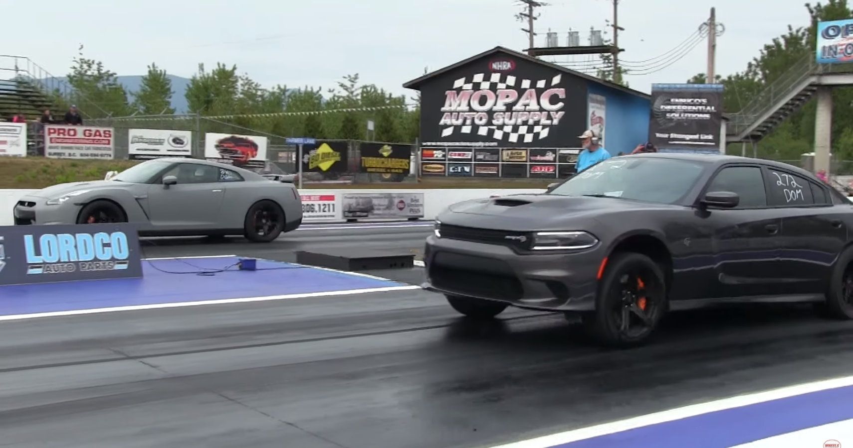 Dodge Charger Hellcat Takes On Nissan GT-R In Drag Race Action