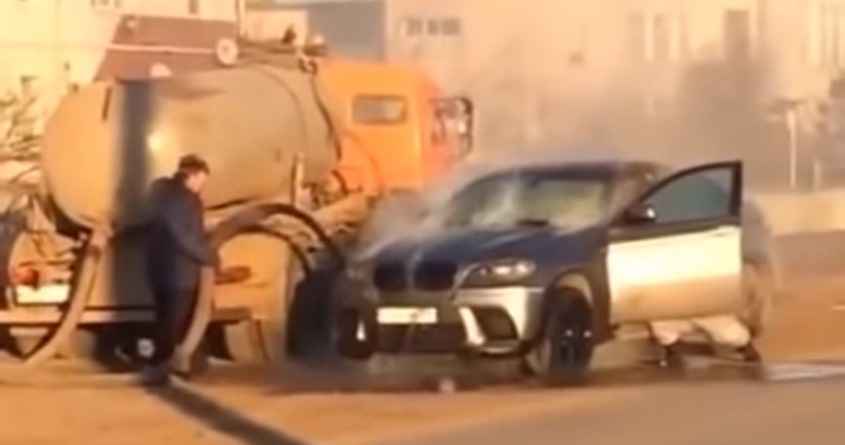 How Not To Stop A Car Fire: Septic Tank Used To Douse BMW X6 Blaze