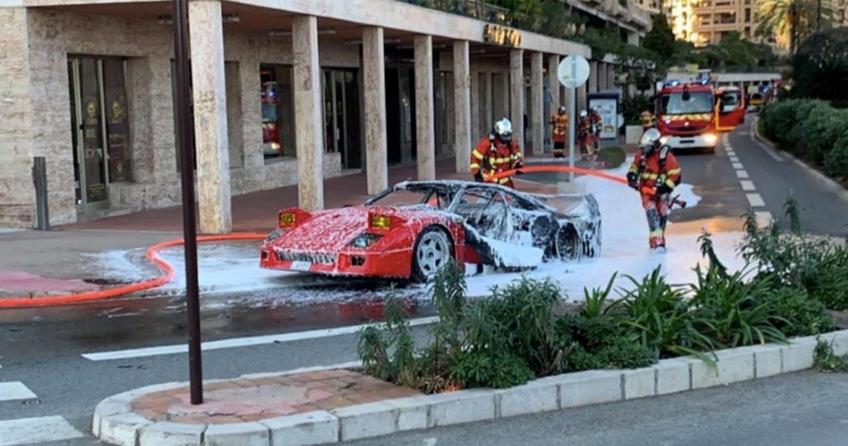 Ferrari F40 Filmed Going Up In Flames In Monaco