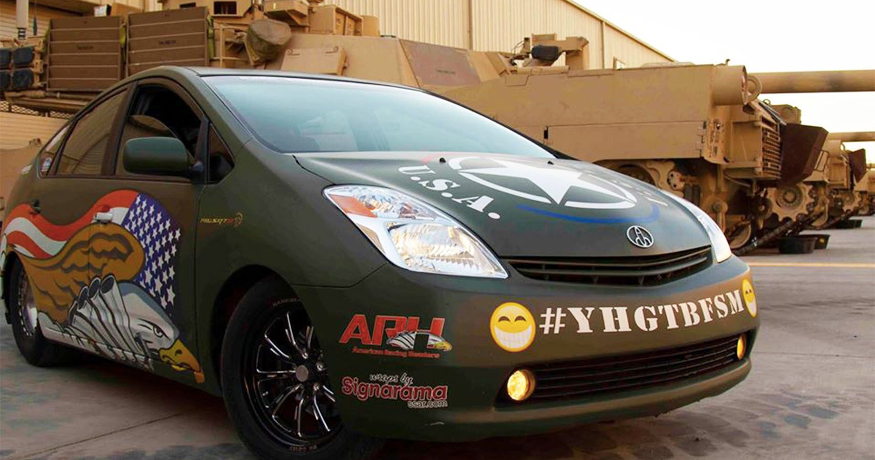 Hellcat Swapped, U.S.A. Themed PriuSRT8 Visits Troops