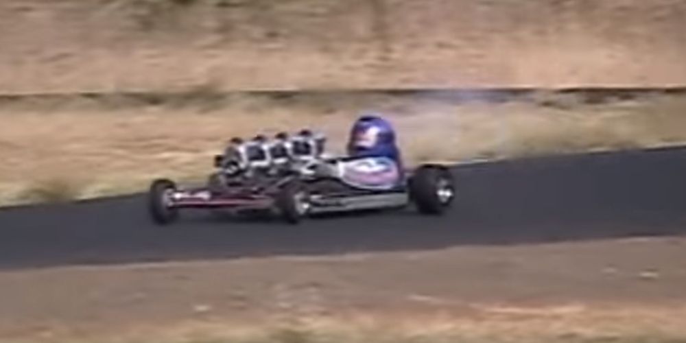 Tearing Up The Track In A Quad-Engine Drag Kart