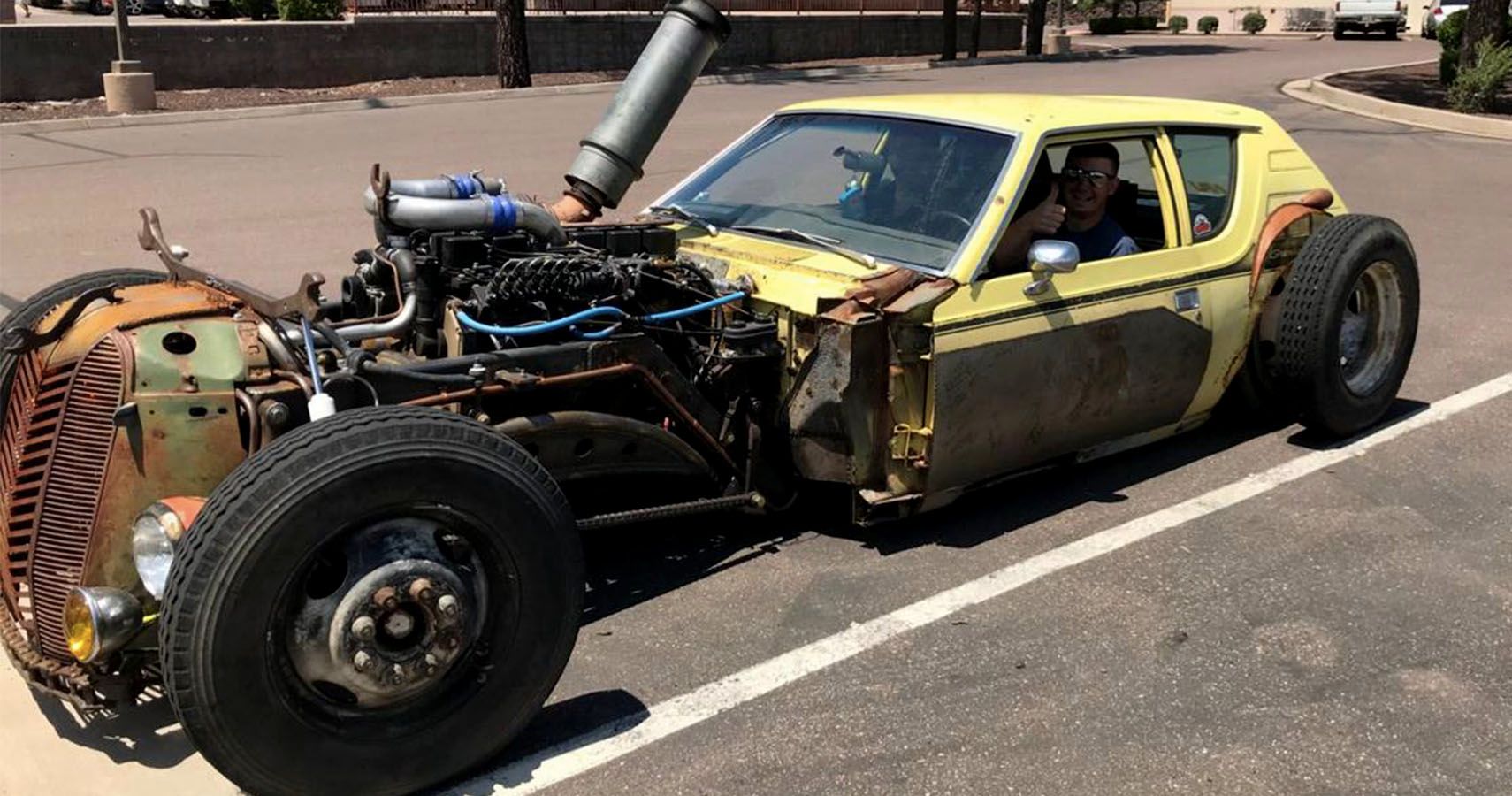 Crazy Diesel Gremlin Rat Rod Hits The Drag Strip