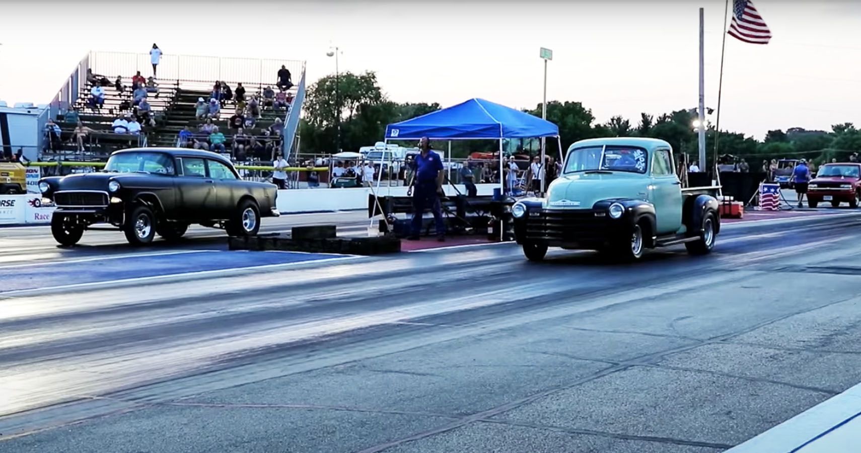 Watch A Pristine 1950 Chevy Pickup Light Up The Strip At Glory Days 2020