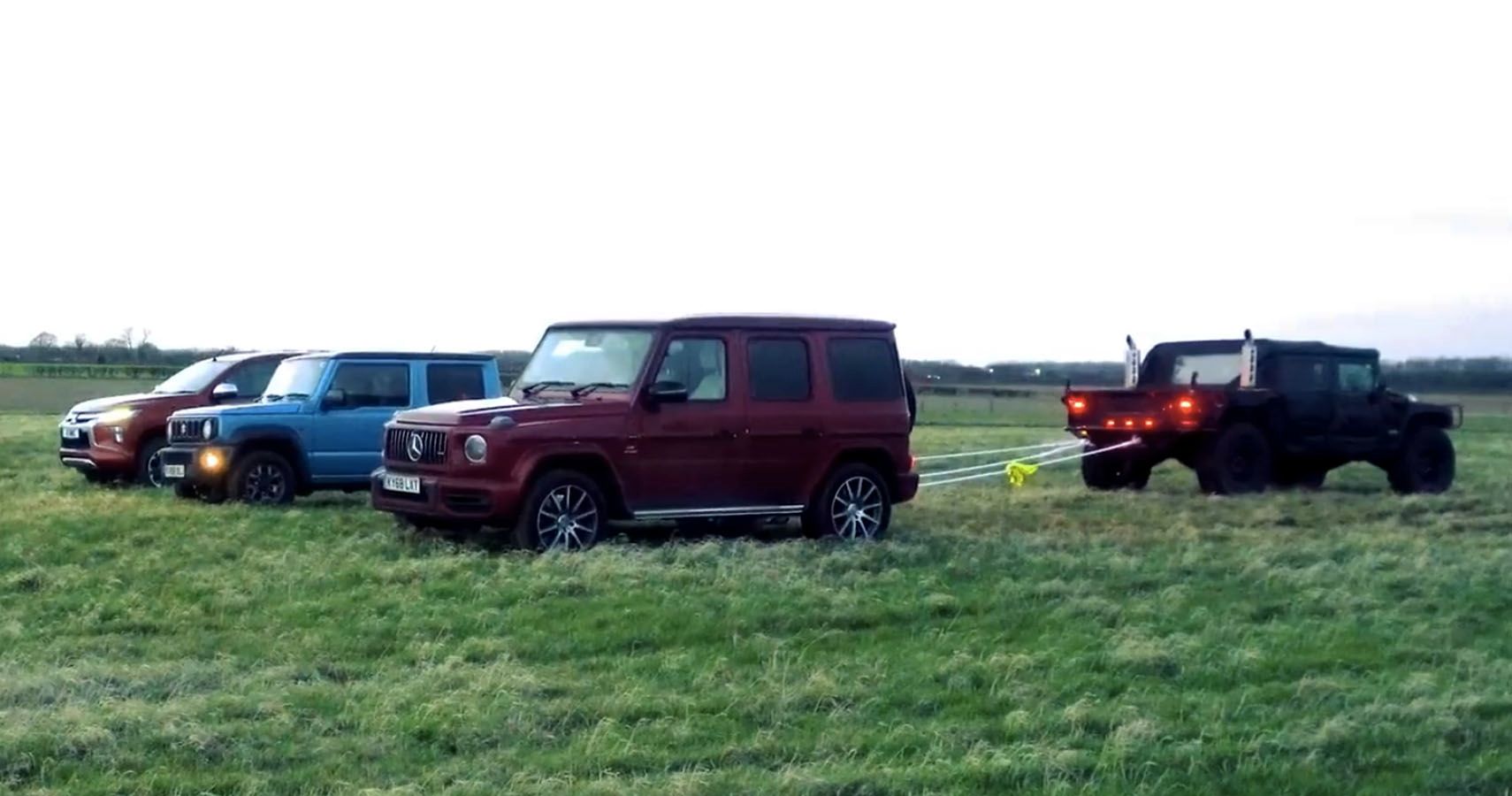 Watch A Hummer H1 Dominate A G-Wagen, Suzuki Jimny, And Mitsu L200
