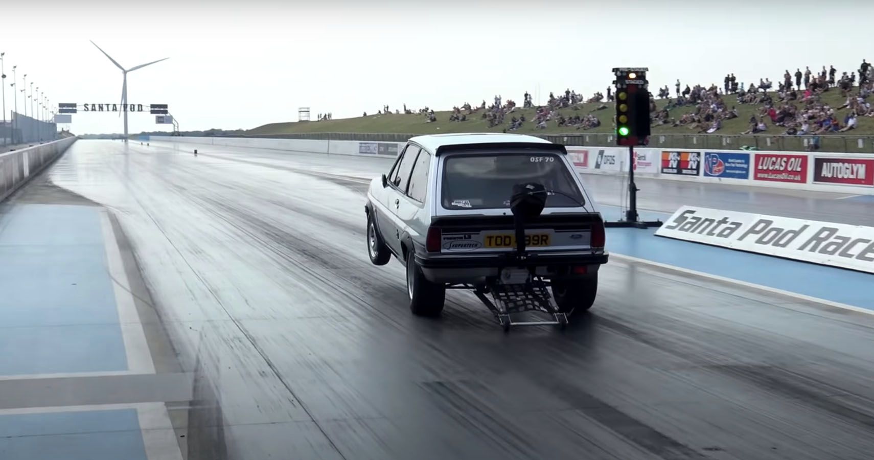 Watch A Mid-Engine Ford Fiesta Spit Flames, Pop Wheelies, Run 8s