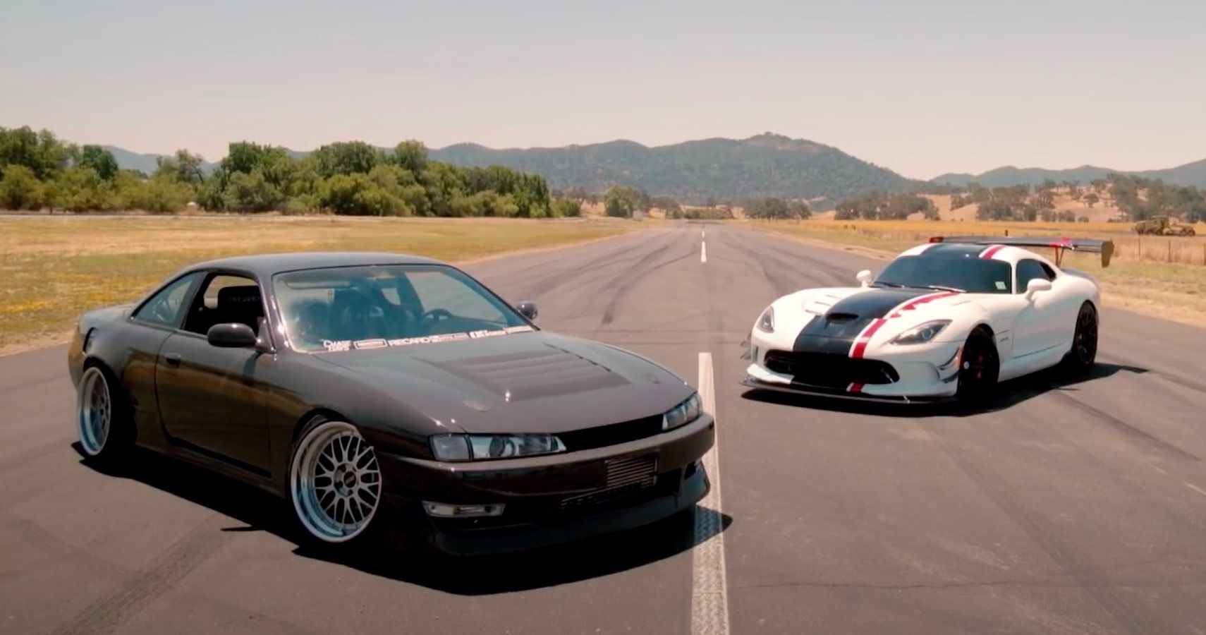 Watch Hoonigan Race A 1JZ-Swapped Nissan 240SX Against A Dodge Viper ACR-X