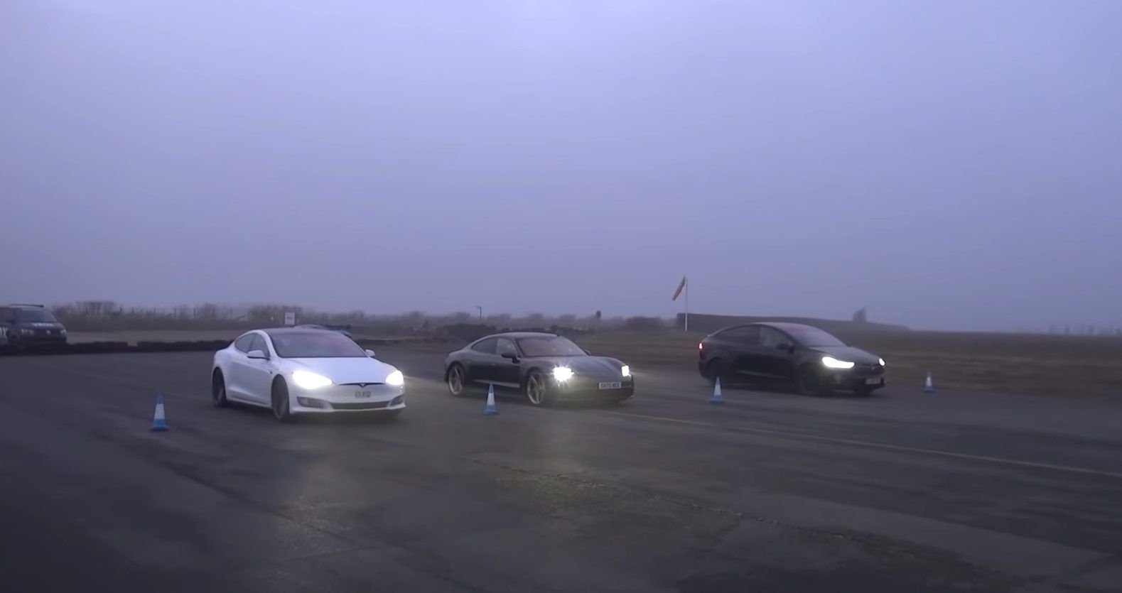 Watch This Taycan Turbo S Drag Race Cheetah-Stanced Model S And Model X ...