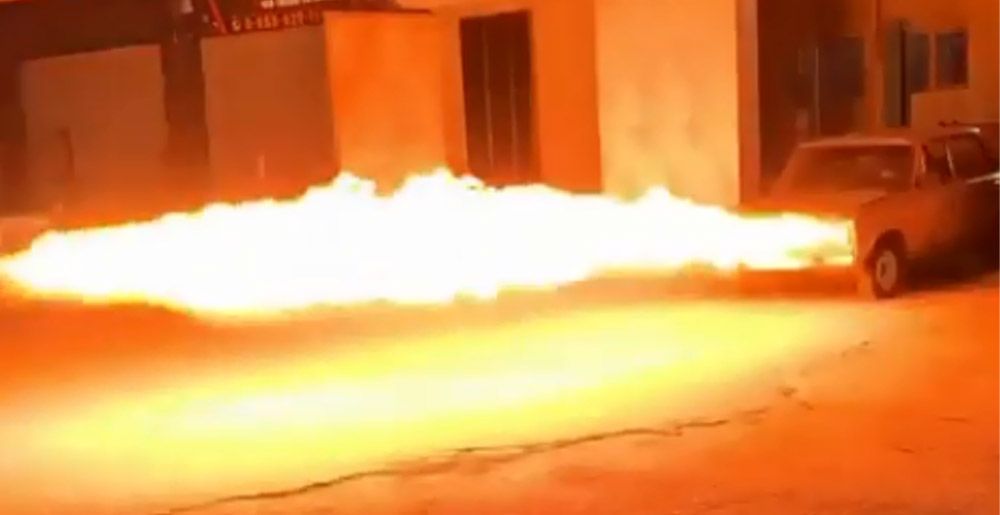 Watch This Lada Get Fired Up When Modded As A Flamethrower