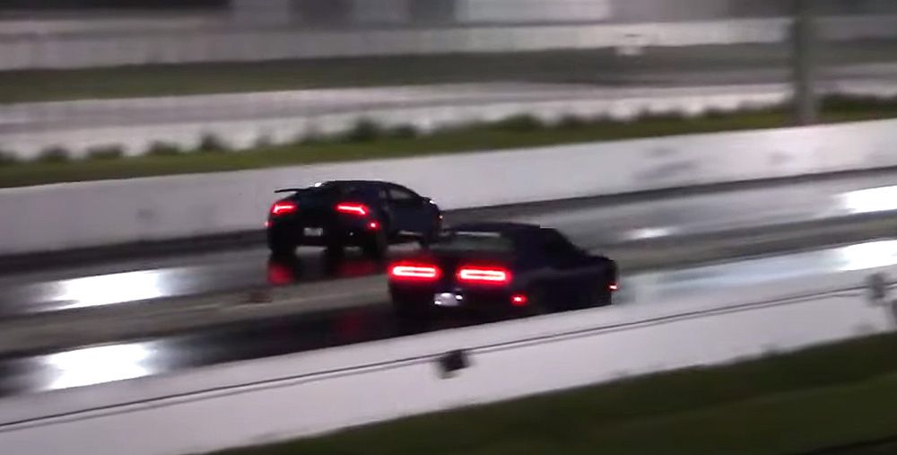 Watch This Lambo Huracan Drag Race A Dodge Challenger Scat Pack