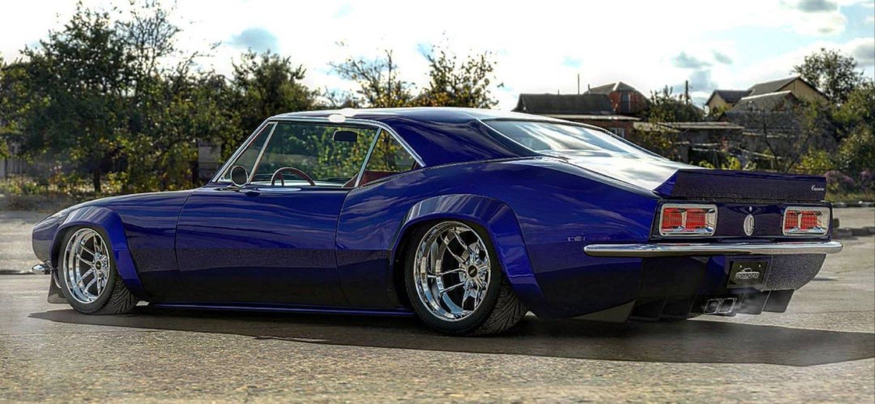 Stunning Rendering Shows Off An Electric Blue Chevy Camaro