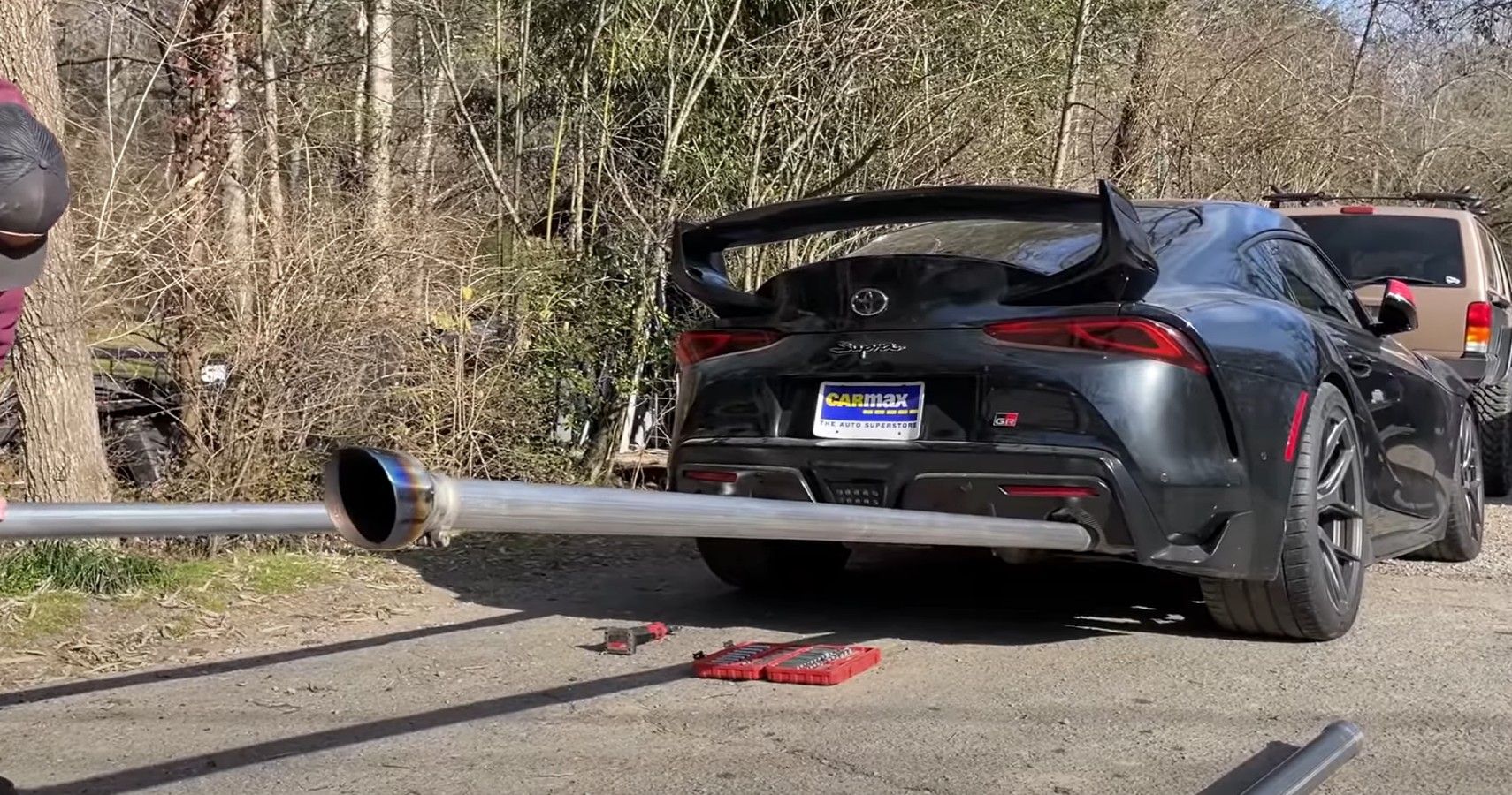 Watch: Toyota Supra Boasting Ridiculous 8-Feet Exhaust Pipes Goes For ...