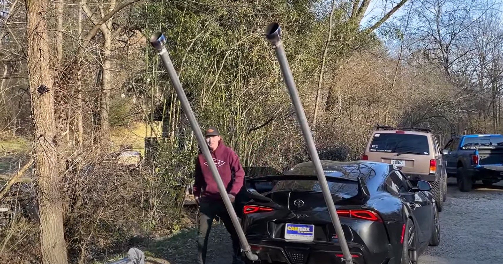 Watch: Toyota Supra Boasting Ridiculous 8-Feet Exhaust Pipes Goes For ...