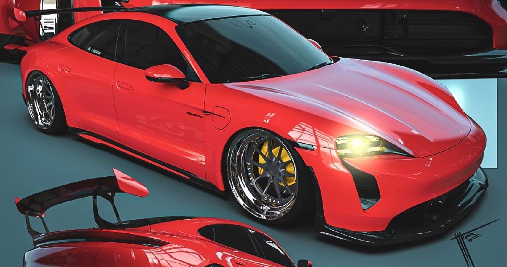 This Porsche Taycan Is Standing Tall With A Massive Rear Wing