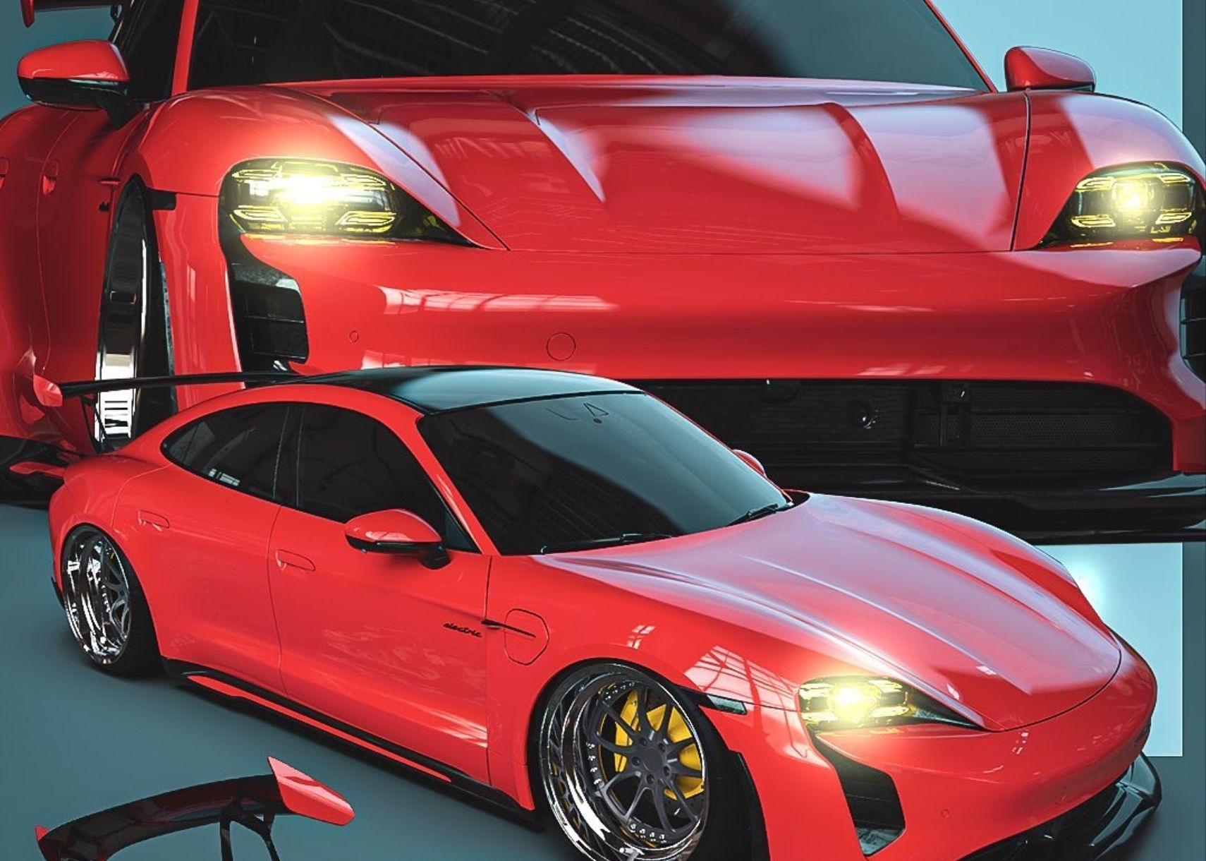 This Porsche Taycan Is Standing Tall With A Massive Rear Wing