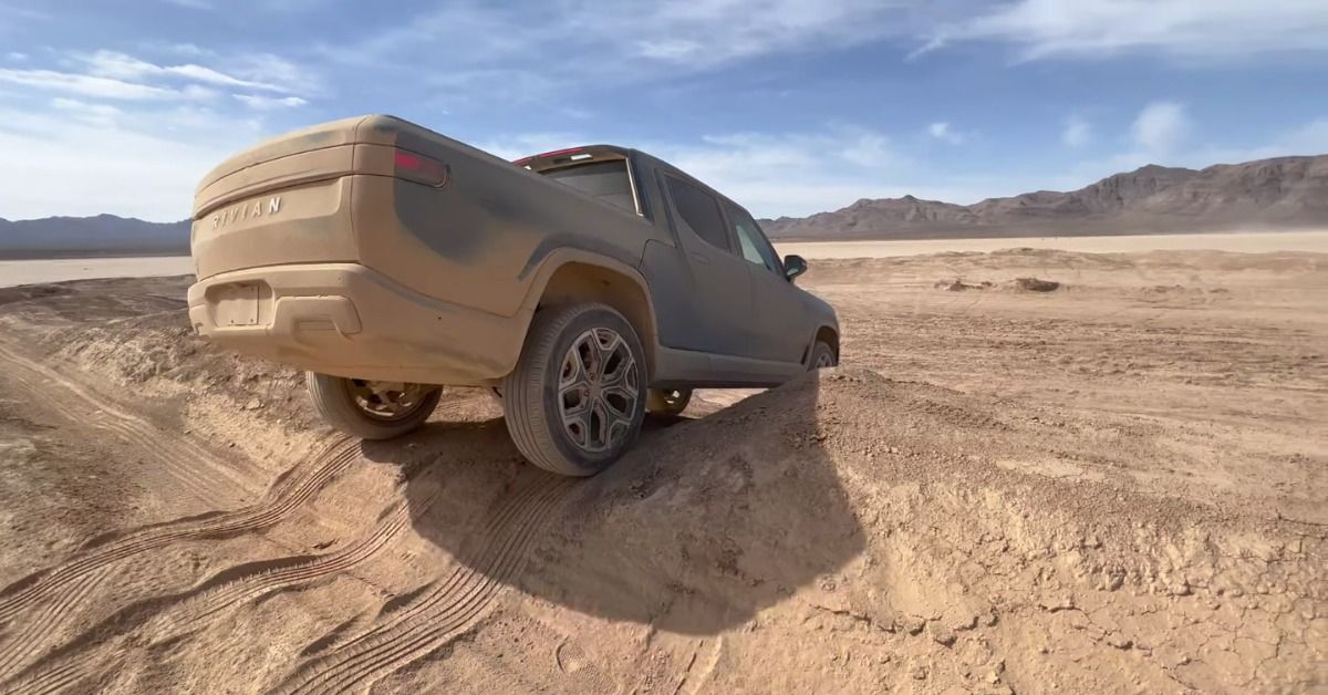 Pushing The Limits With This Porsche Taycan And Rivian R1T In The Desert