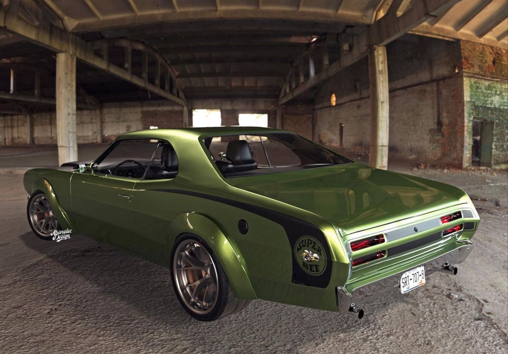 Rendering Of A Dodge Super Bee With A Hellcat Engine