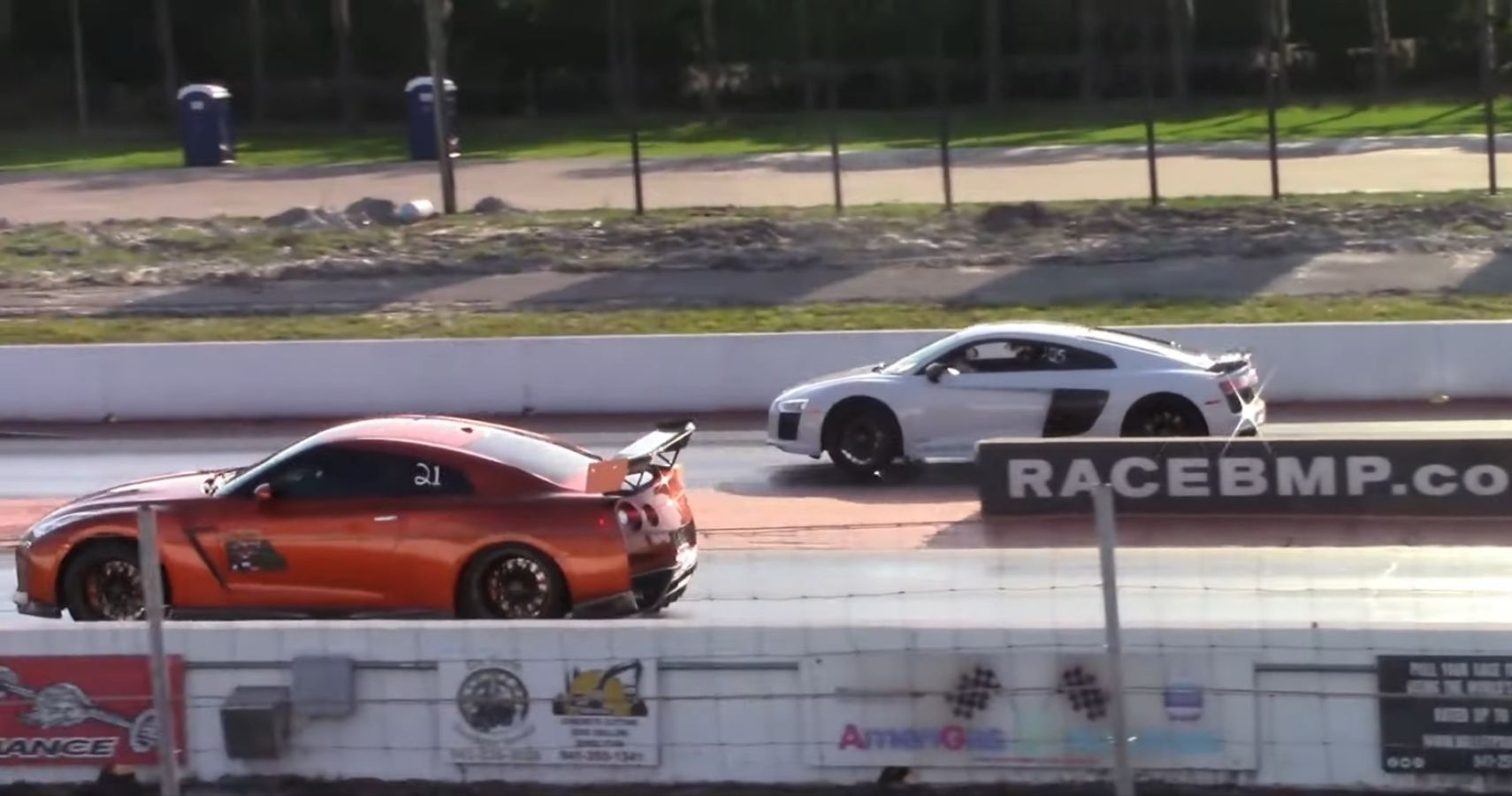 Ferrari F8 Tributo Takes On A Trio Of Hard-Core Rivals On The Drag Strip