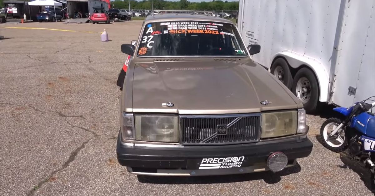 Not Your Usual Drag Race Suspects: A Volvo 240 Vs A Ford Mustang