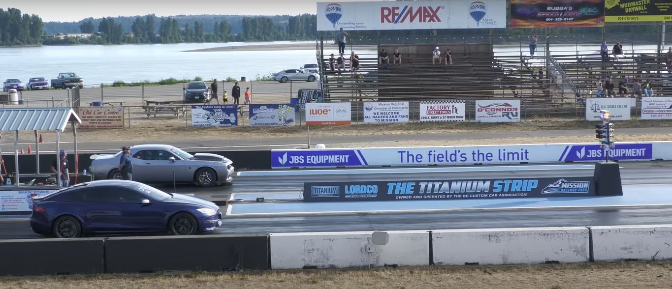 Electrifying Showdown: Tesla Model S Plaid Vs 1,000-HP Dodge Challenger ...