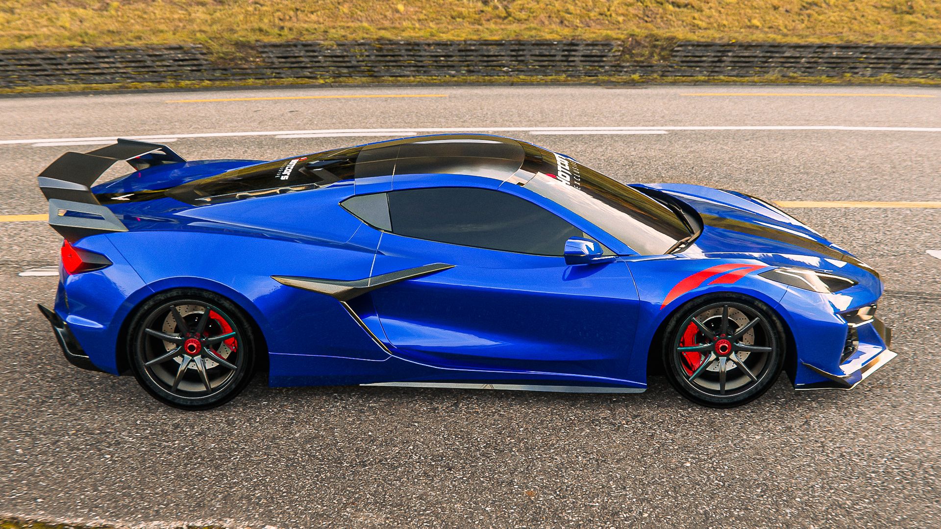 Corvette Side View Corvette C8 Prepreg Carbon Fiber Side Skirts