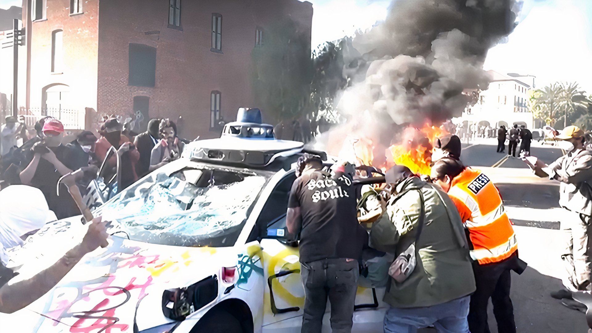 Waymo Halts Service In Downtown Los Angeles After Its Taxis Are Set On Fire